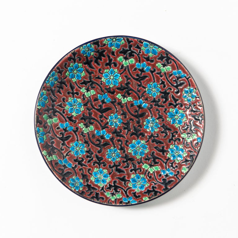 Set of Six Enamel Ceramic Dishes by Longwy, France, Mid-19th Century ...