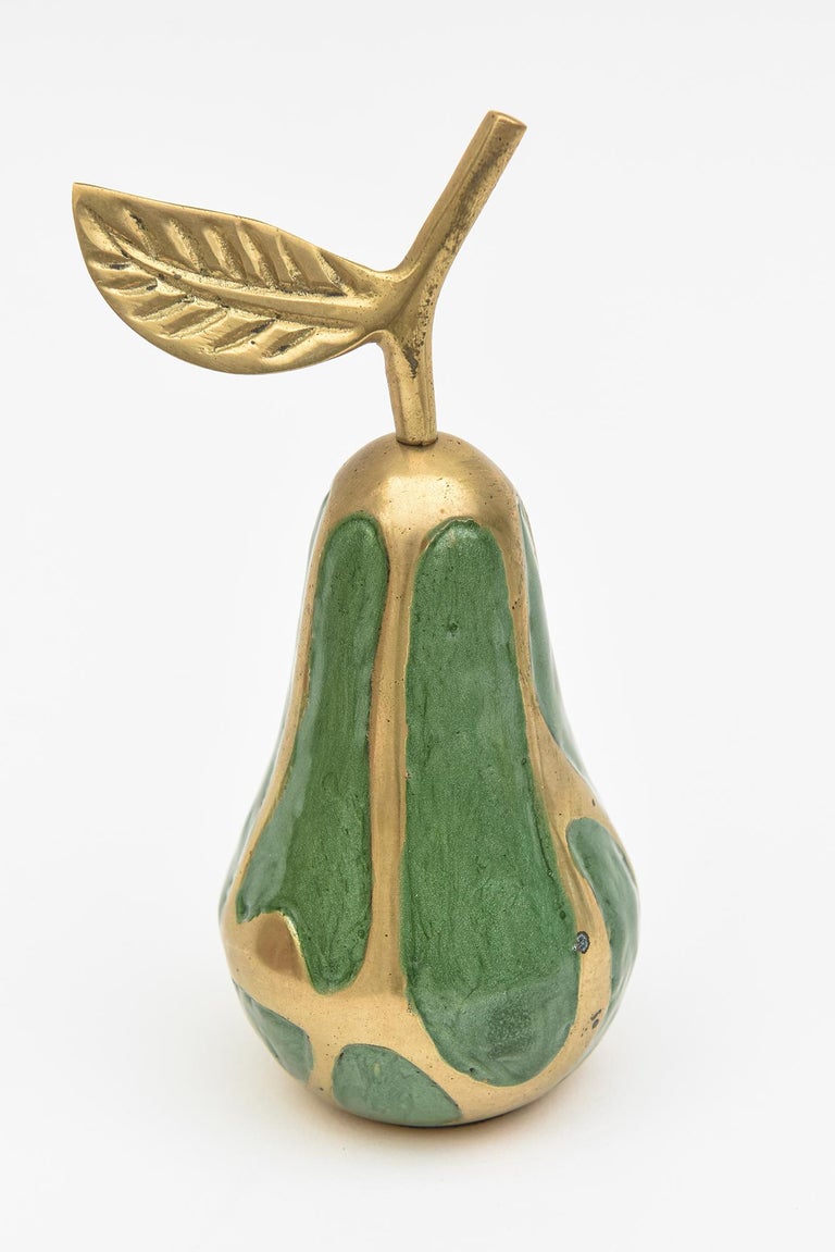 Enameled Brass Apple and Pear Object Sculptures Vintage Set Of SIx For ...