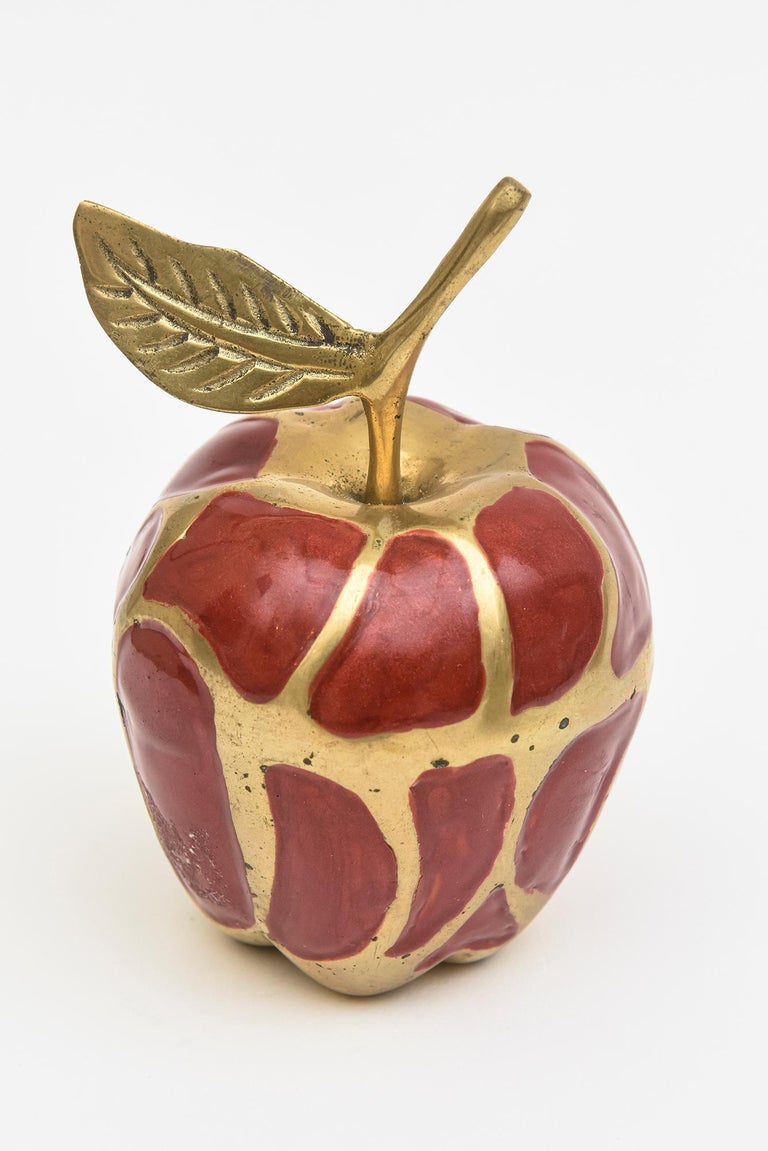 Enameled Brass Apple and Pear Object Sculptures Vintage Set Of SIx For ...