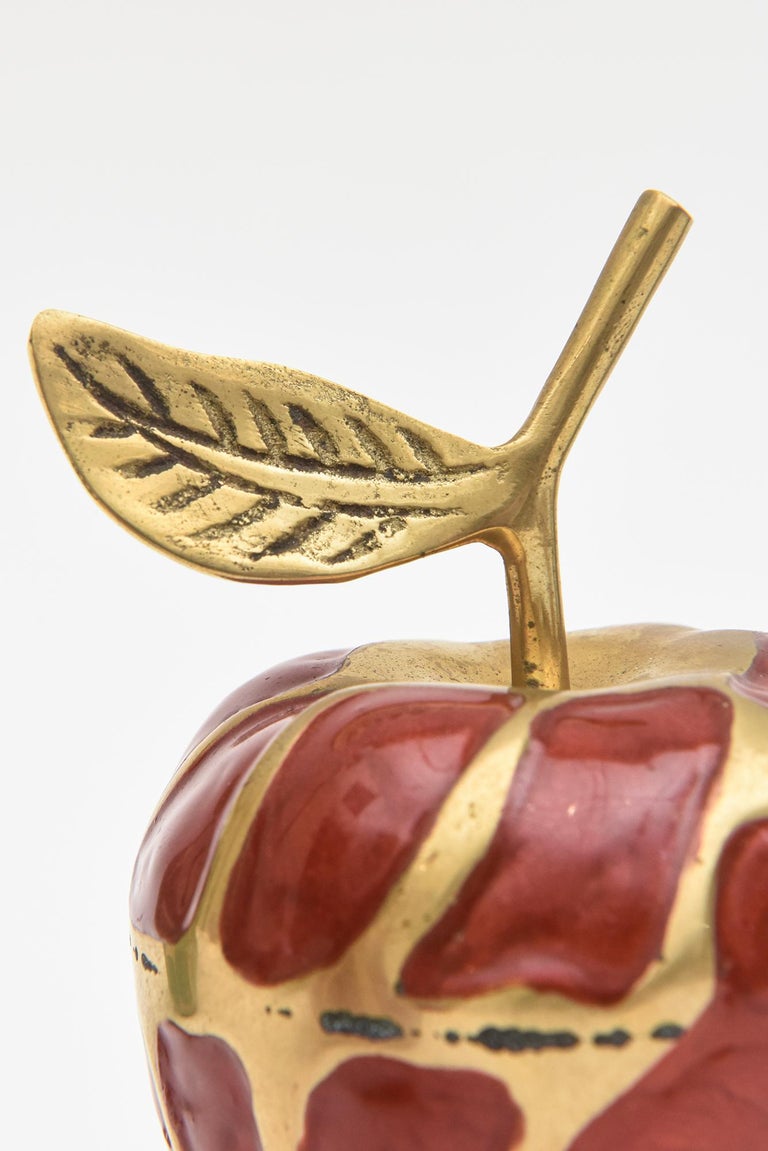 Enameled Brass Apple and Pear Object Sculptures Vintage Set Of SIx For ...