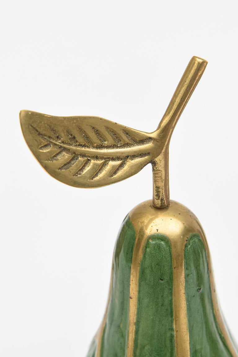Enameled Brass Apple and Pear Object Sculptures Vintage Set Of SIx For ...