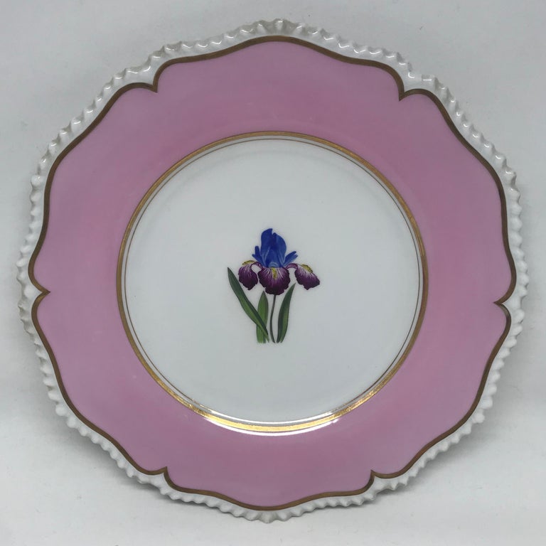 Set of Six Pink Floral Plates at 1stDibs