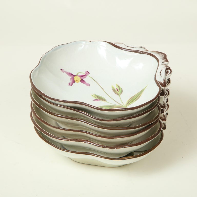 Set of Six English Pearlware Shell Dishes For Sale at 1stDibs