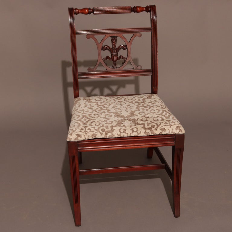 Set of Six English Regency Style Carved Mahogany Dining Chairs, 20th ...