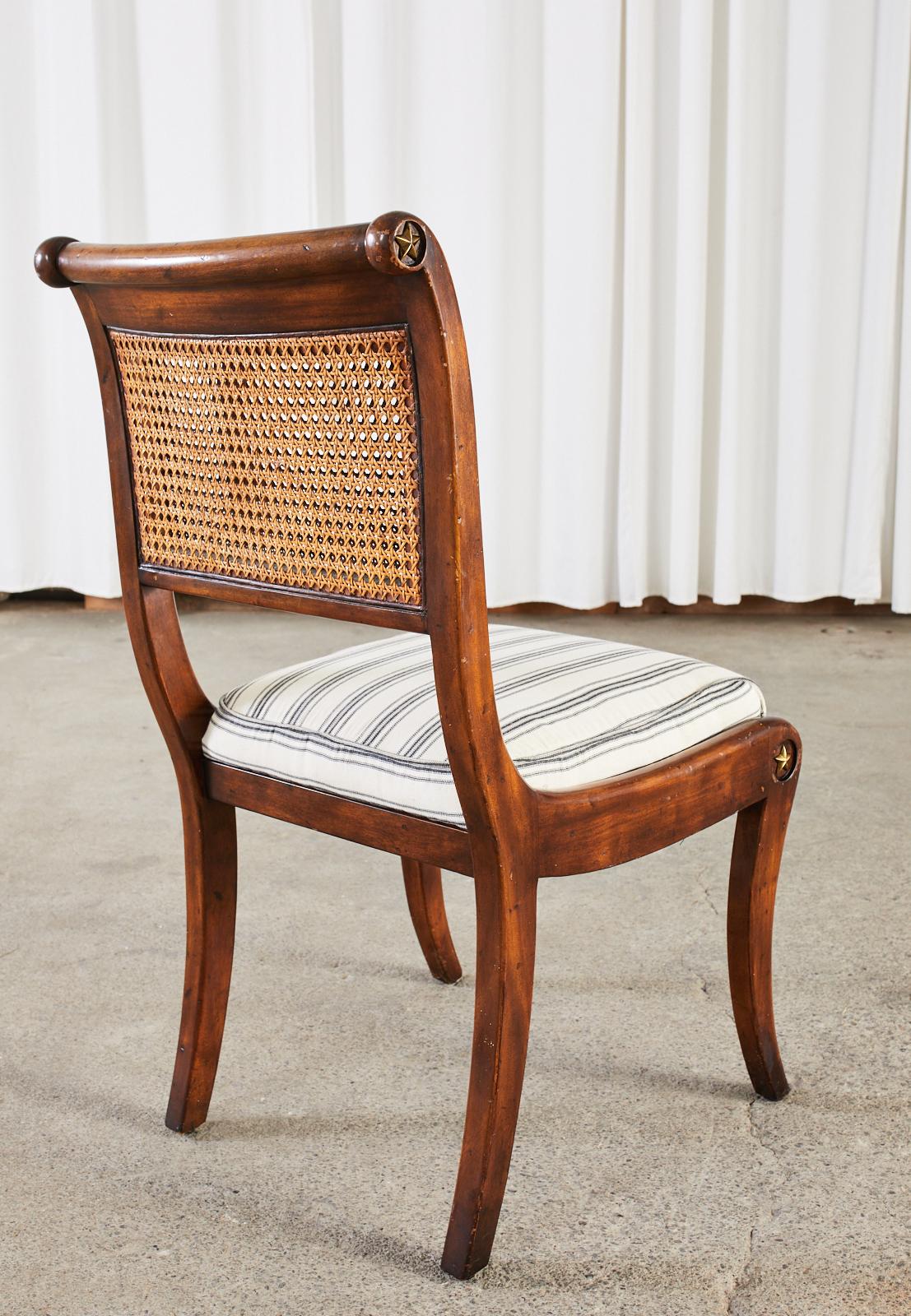 Set of Six English Regency Style Walnut Cane Dining Chairs at 1stDibs