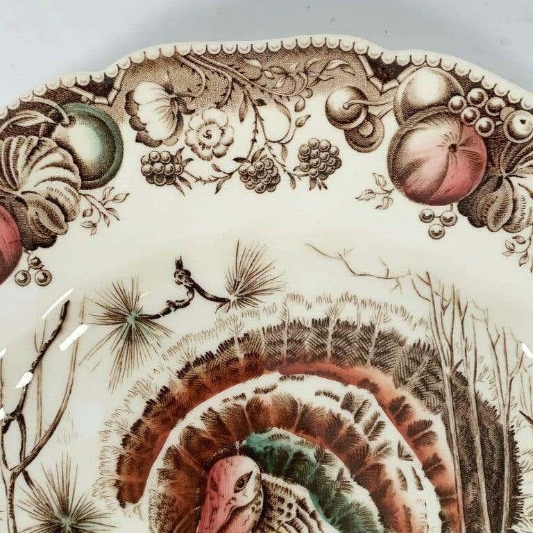 Set of Six English Transfer-Ware Turkey Plates, His Majesty by Johnson ...