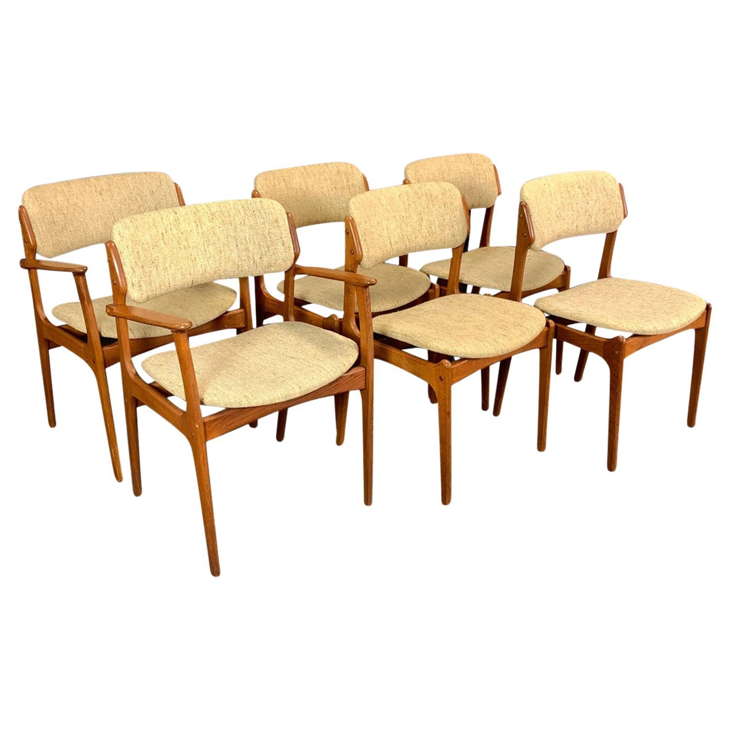 Rosewood and Teak Set of Six Erik Buck Model 310 Dining Chairs, circa ...
