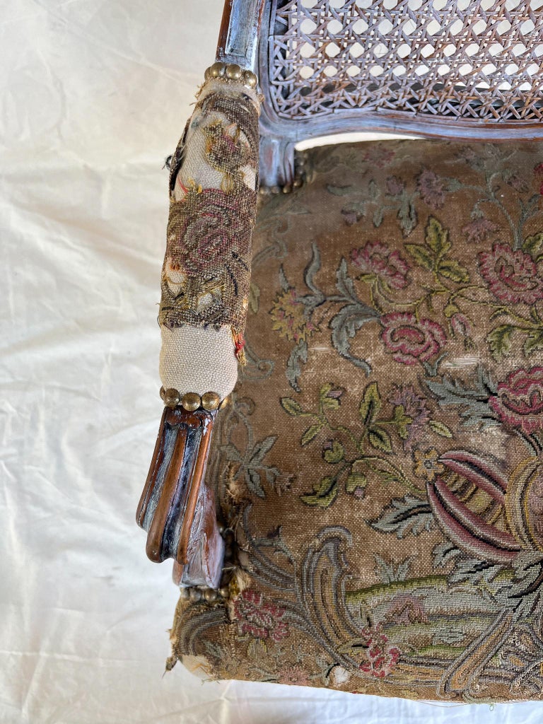 Set of six fauteuils in straw and tapestry. France 19th century For ...