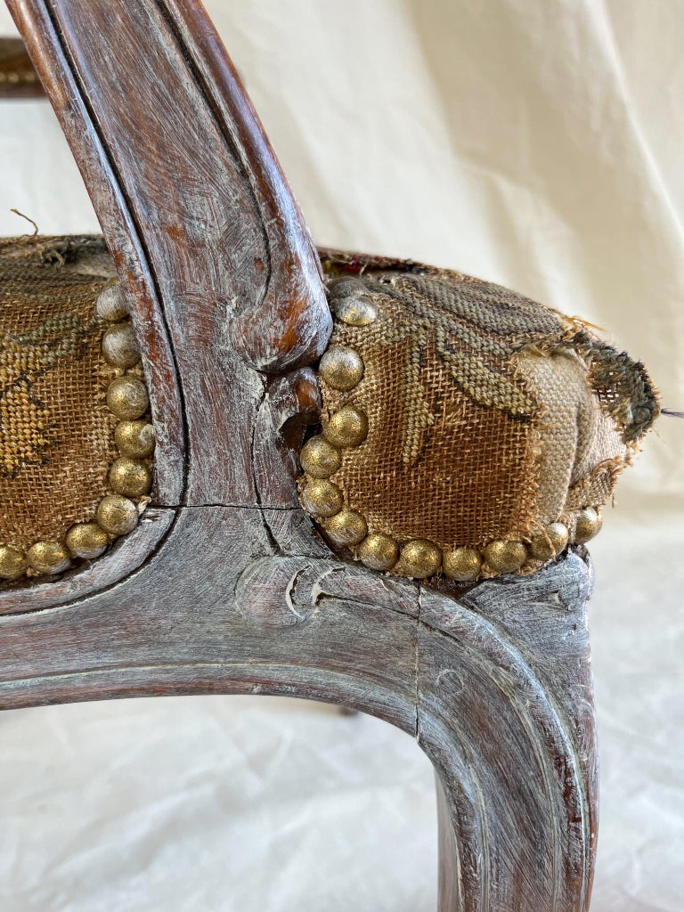 Set of six fauteuils in straw and tapestry. France 19th century For ...
