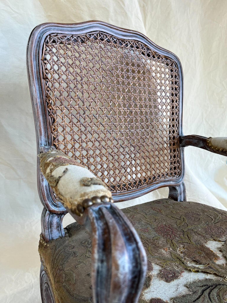 Set of six fauteuils in straw and tapestry. France 19th century For ...