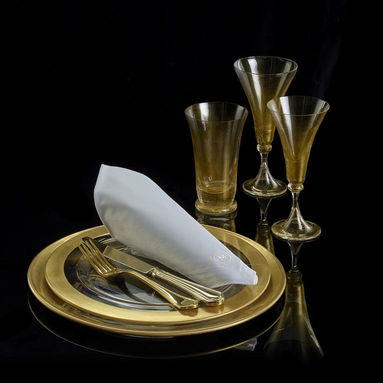 Set of Six Flora Big Goblets 24-Karat Gold Leaf For Sale at 1stDibs