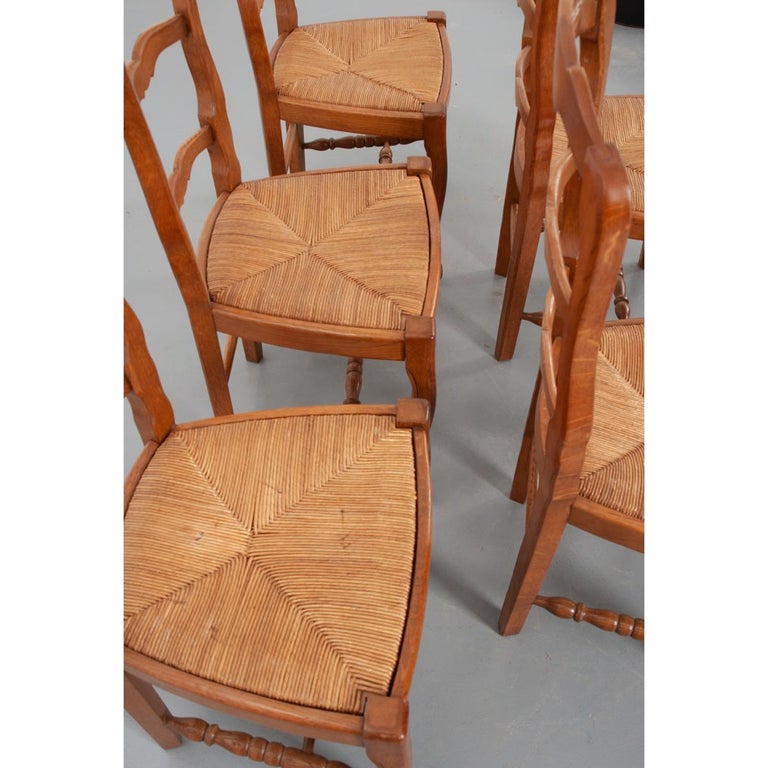 Set of Six French 20th Century Rush Seat Dining Chairs at 1stDibs ...