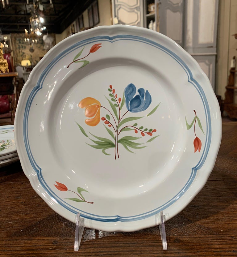 Set of Six French Hand Painted Ceramic Plates from Brittany at 1stDibs ...