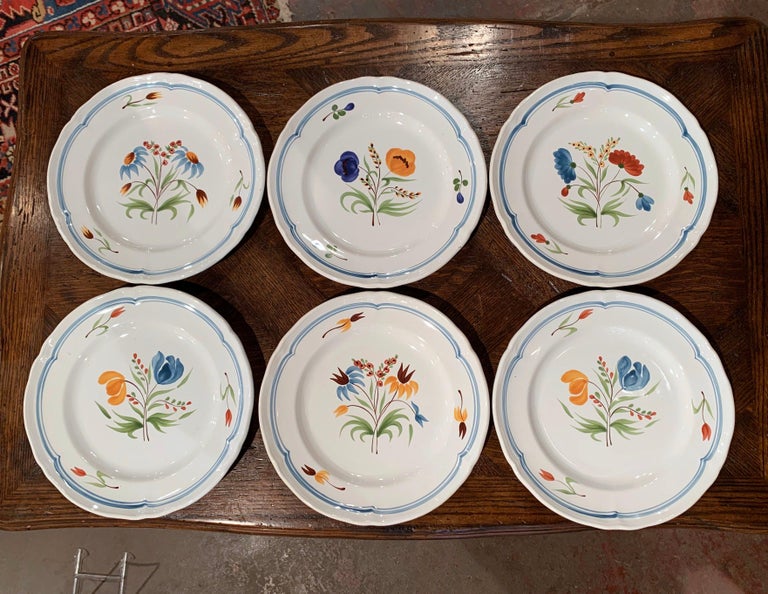 Set of Six French Hand Painted Ceramic Plates from Brittany at 1stDibs ...