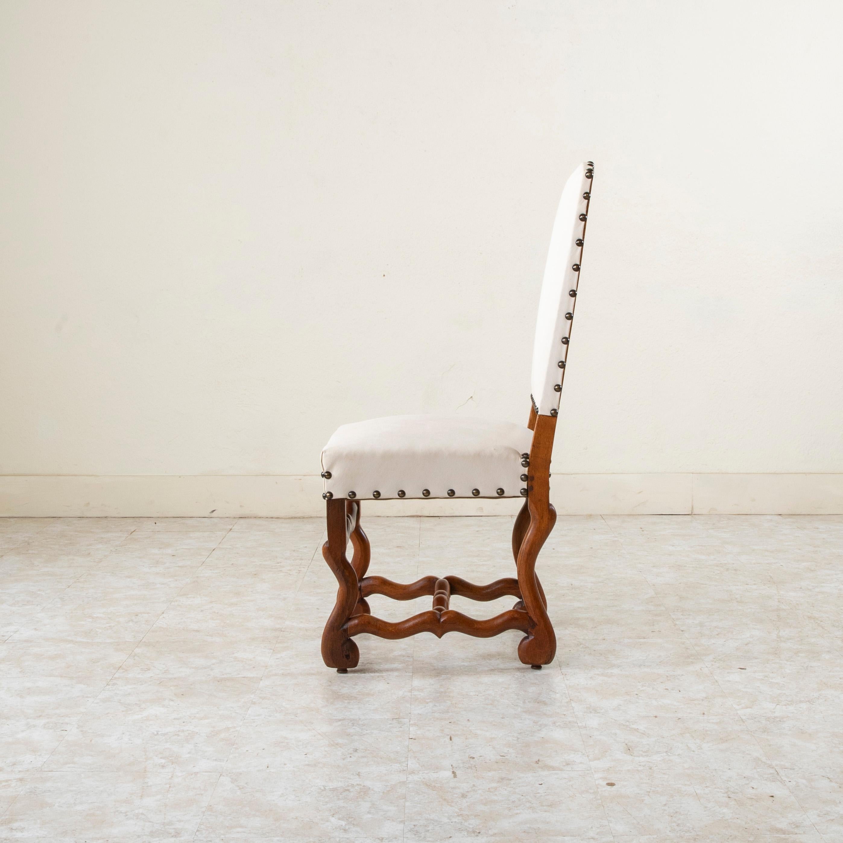 Set of Six French Louis XIV Style Oak Mutton Leg Chairs With Faux ...