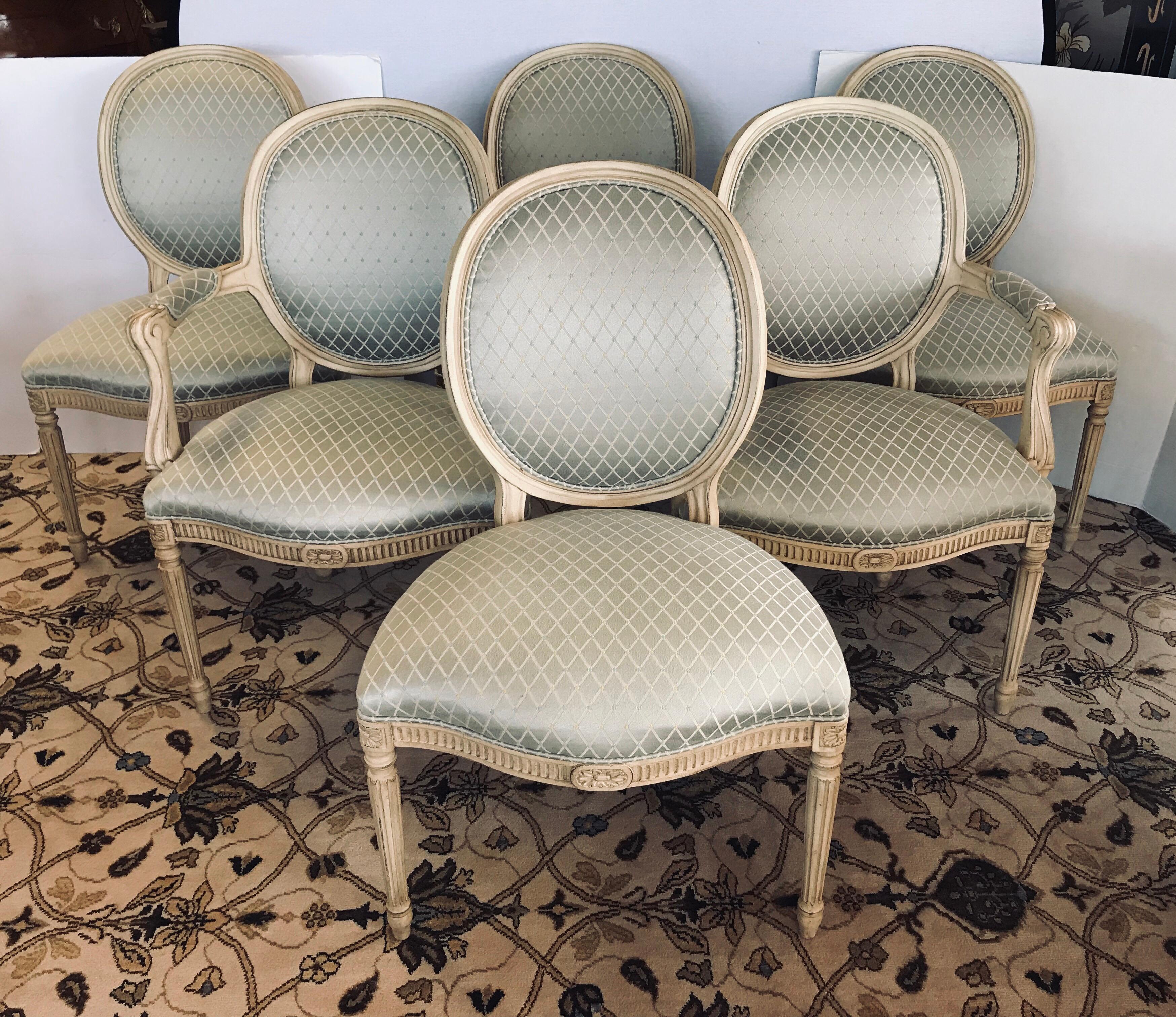 Set of Six French Louis XVI Oval Back Dining Chairs at 1stDibs | oval ...