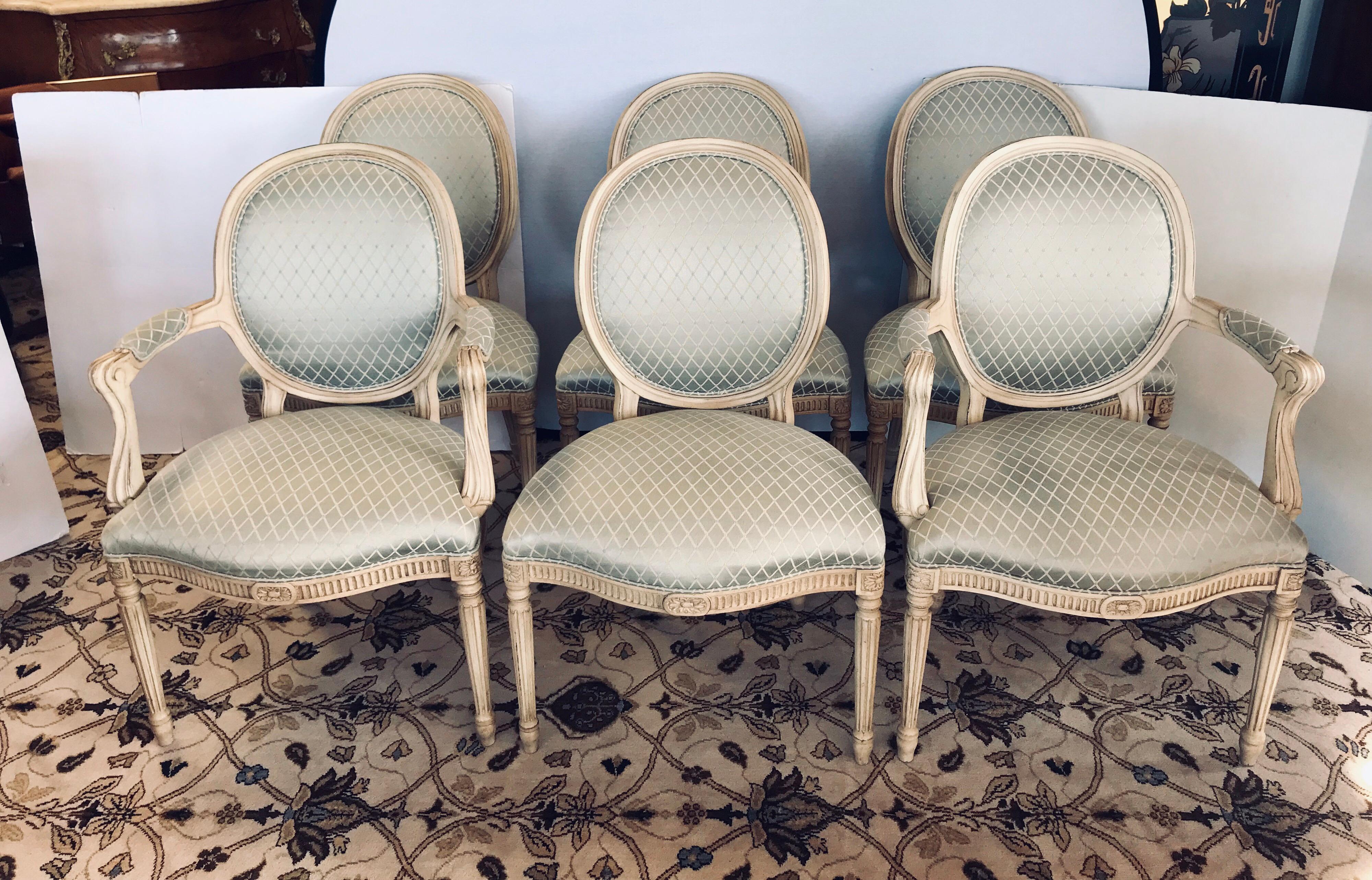 Set of Six French Louis XVI Oval Back Dining Chairs at 1stDibs | oval ...