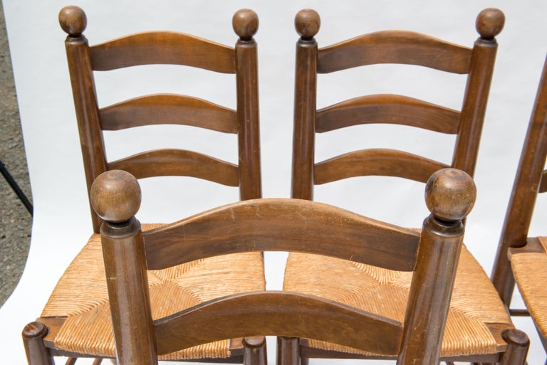 Set of Six French Rustic Ladder Back Dining Chairs, 1960s at 1stDibs