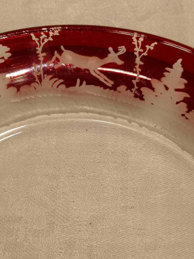 Set of Six Black Forest Hand-Engraved Glass Plates Sofina Boutique ...