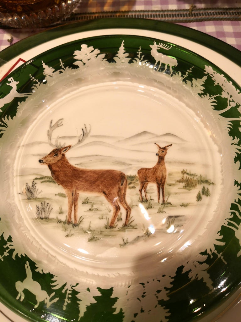 Set of Six Black Forest Hand-Engraved Glass Plates Sofina Boutique ...