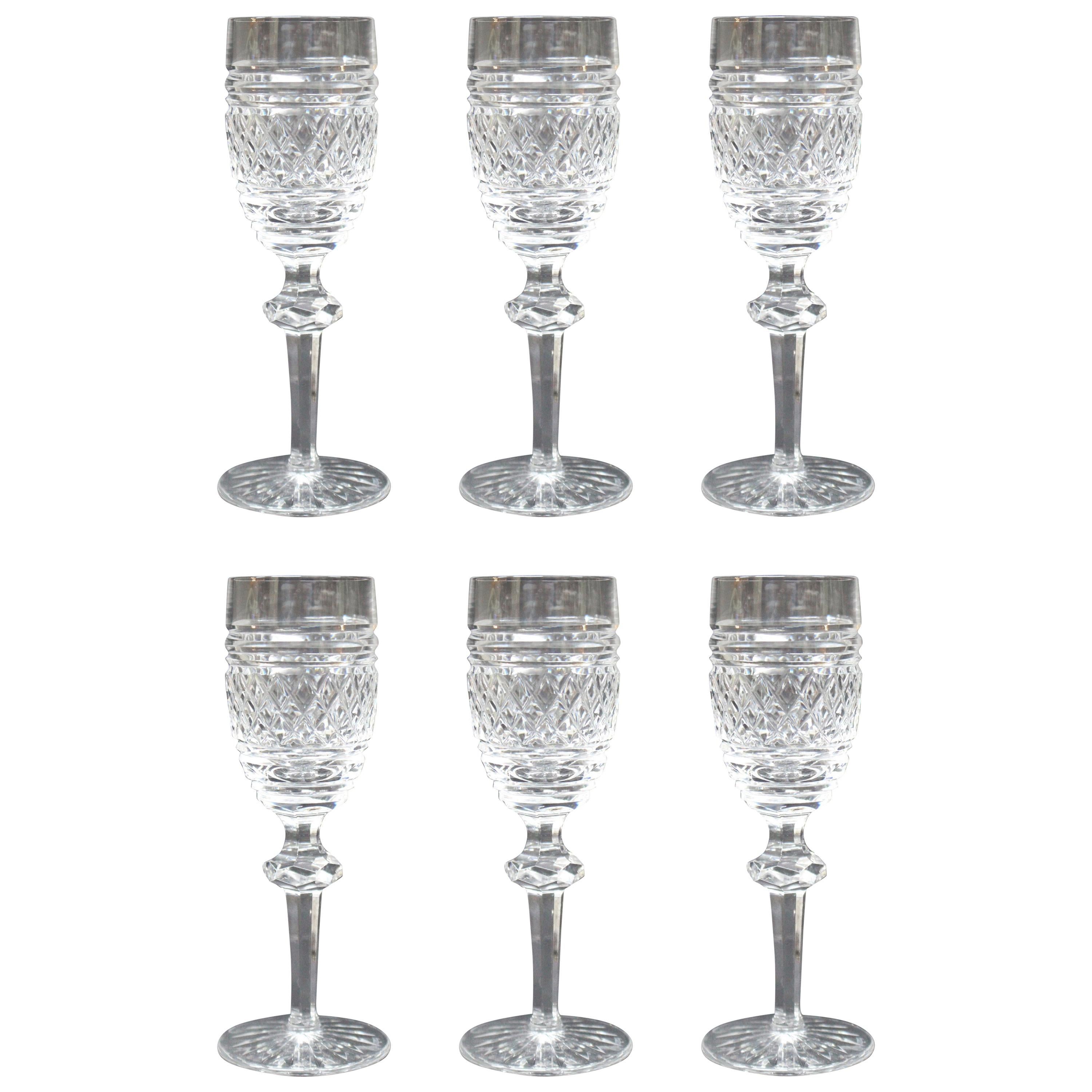 Set of Six Heavily Cut Waterford Knopped Stem Port Glasses at 1stDibs