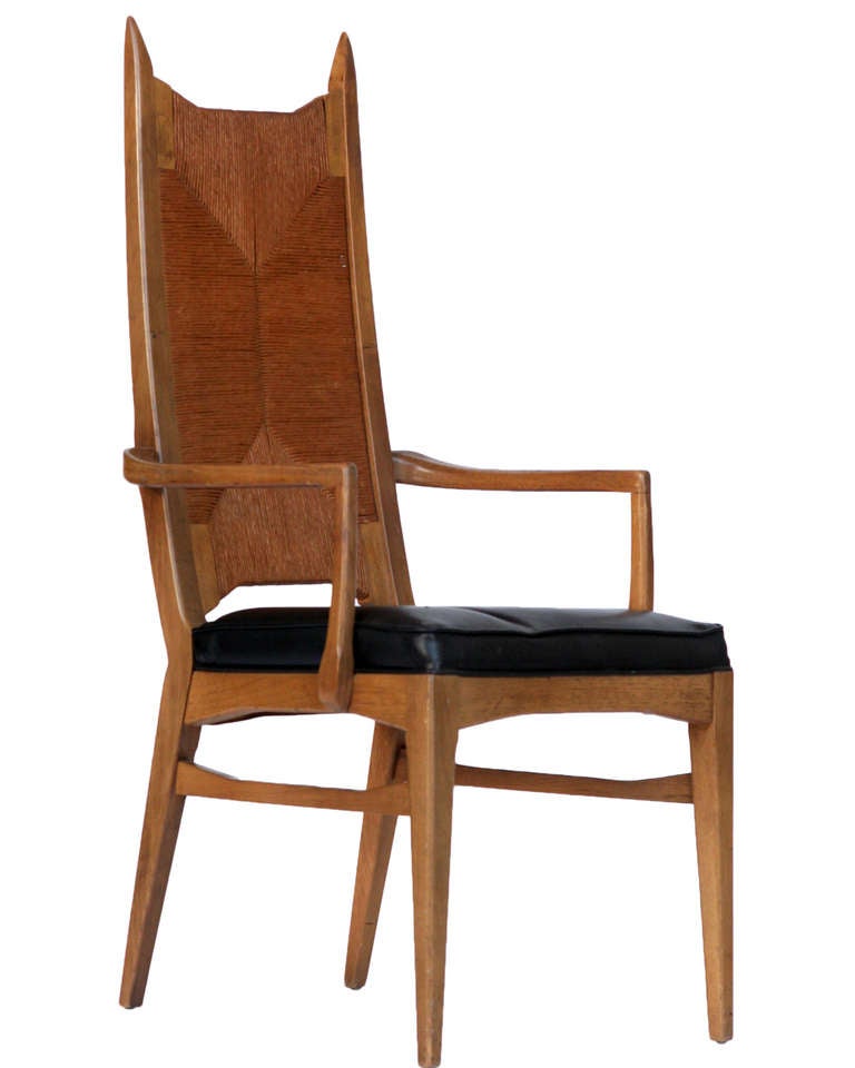 Set of Six High Back Cathedral Danish Modern Dining Chairs at 1stDibs