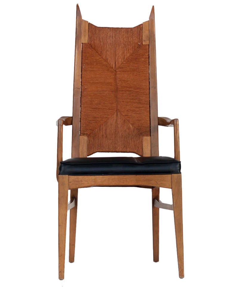 Set of Six High Back Cathedral Danish Modern Dining Chairs at 1stDibs