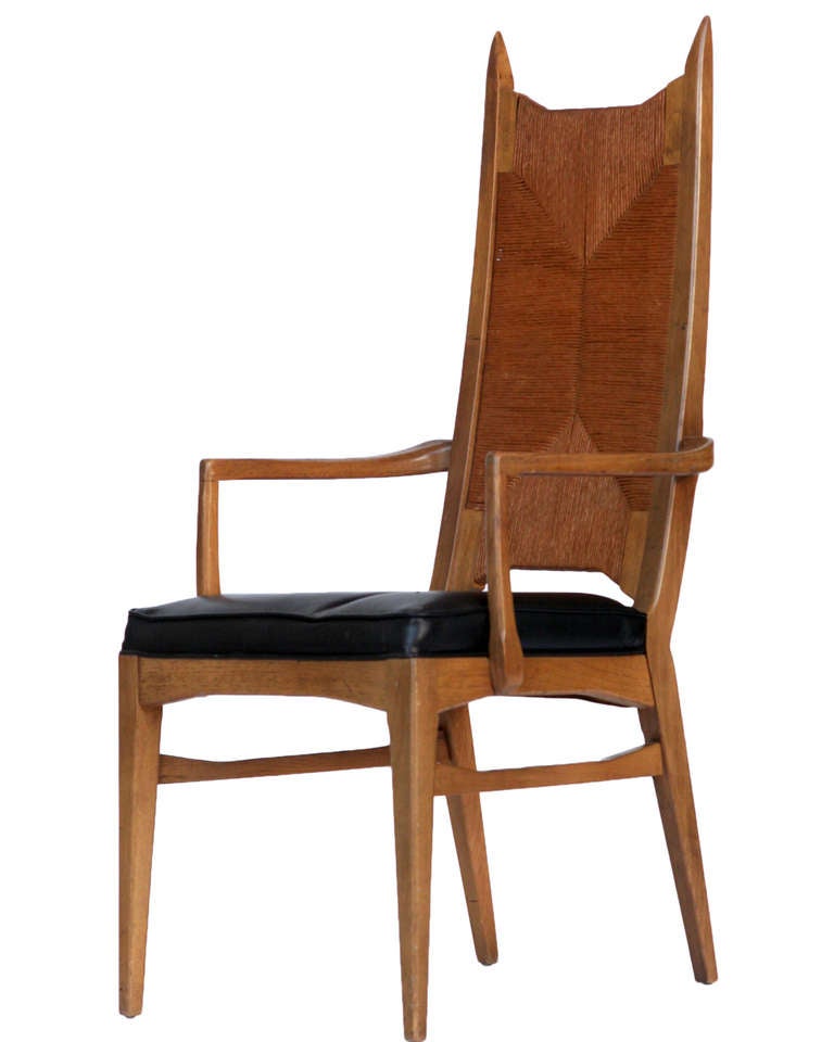 Set of Six High Back Cathedral Danish Modern Dining Chairs at 1stDibs