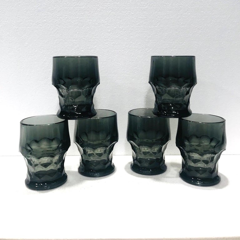 Set of Six Hollywood Regency Gothic Black Barware Rock Glasses, 1960s ...