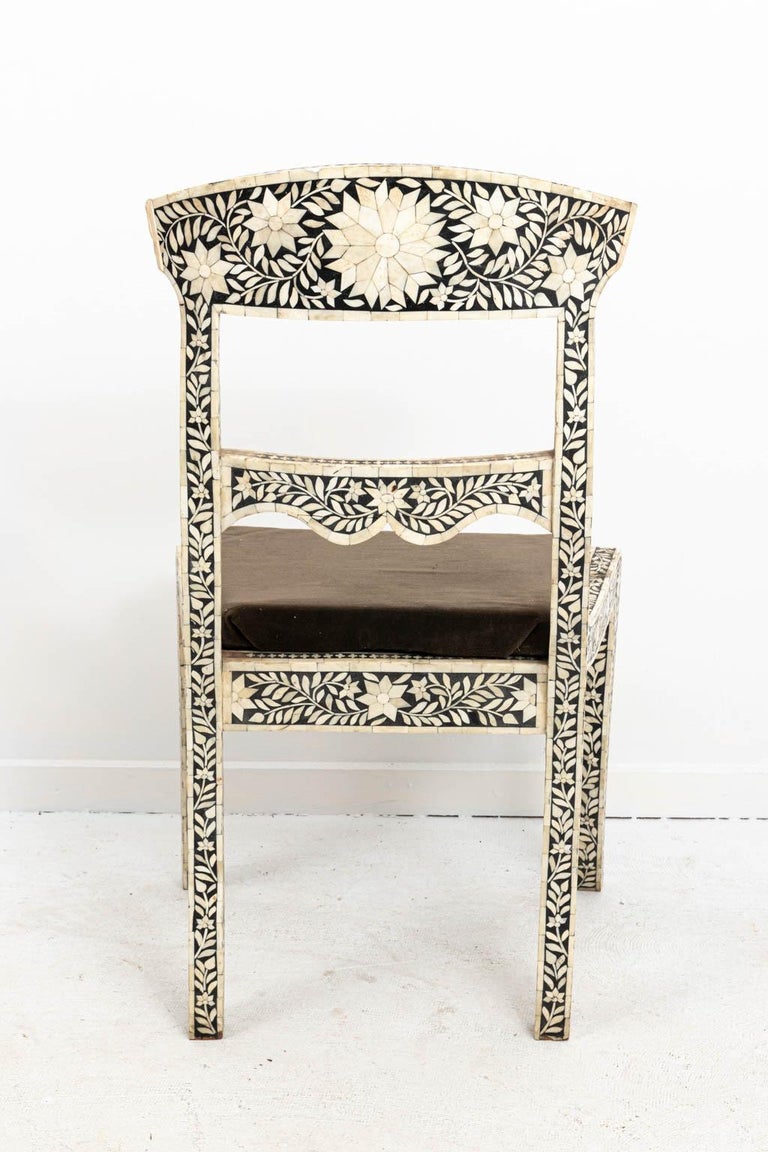 Set of Six Indian Bone Inlaid Chairs For Sale at 1stDibs
