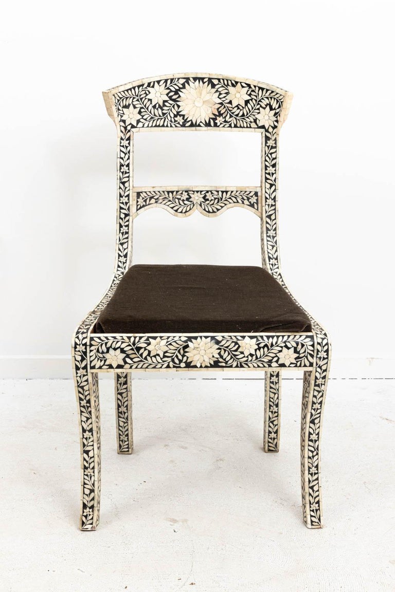 Set of Six Indian Bone Inlaid Chairs at 1stDibs