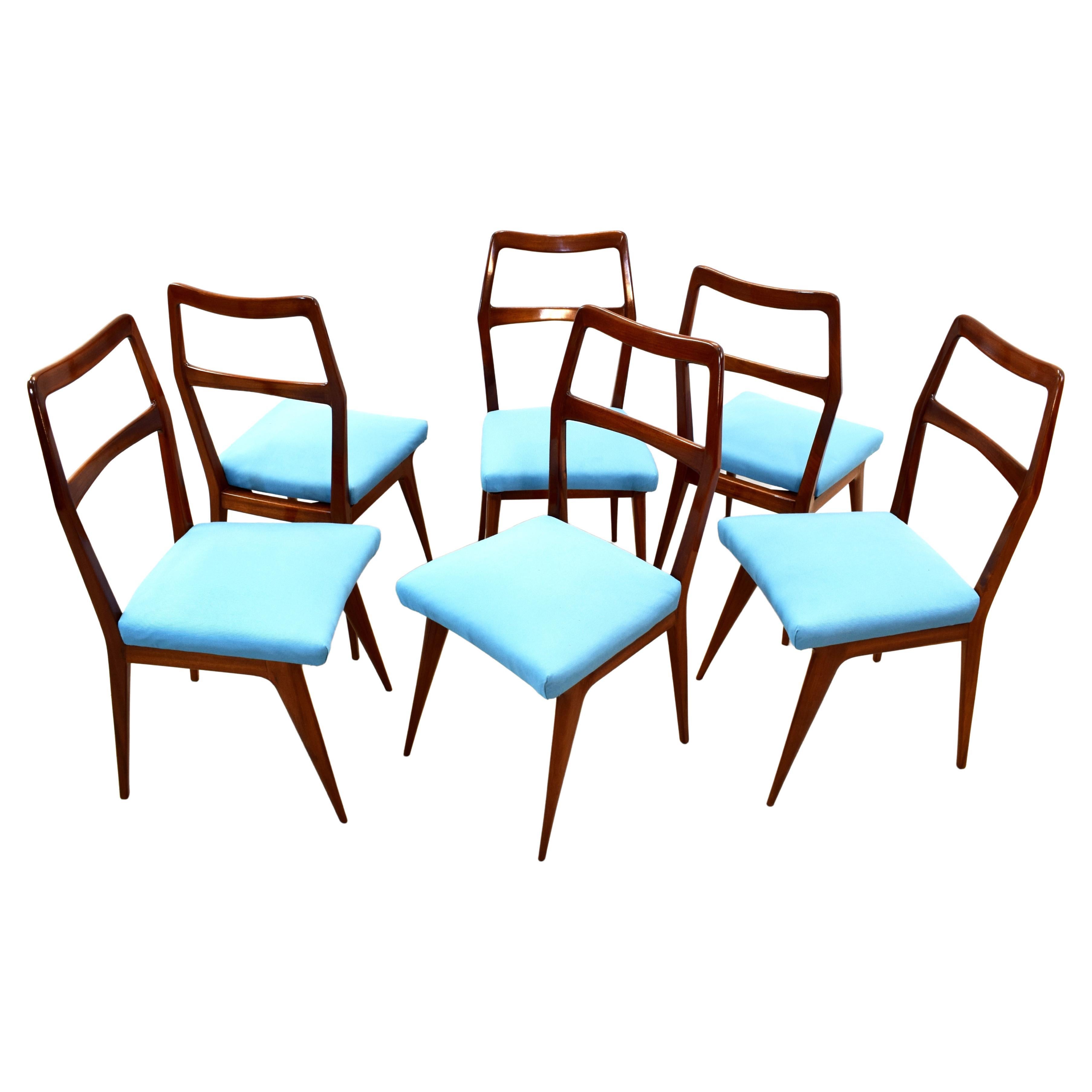 Set of Six 1950s Italian Chairs Featuring Vintage Upholsteries by ...
