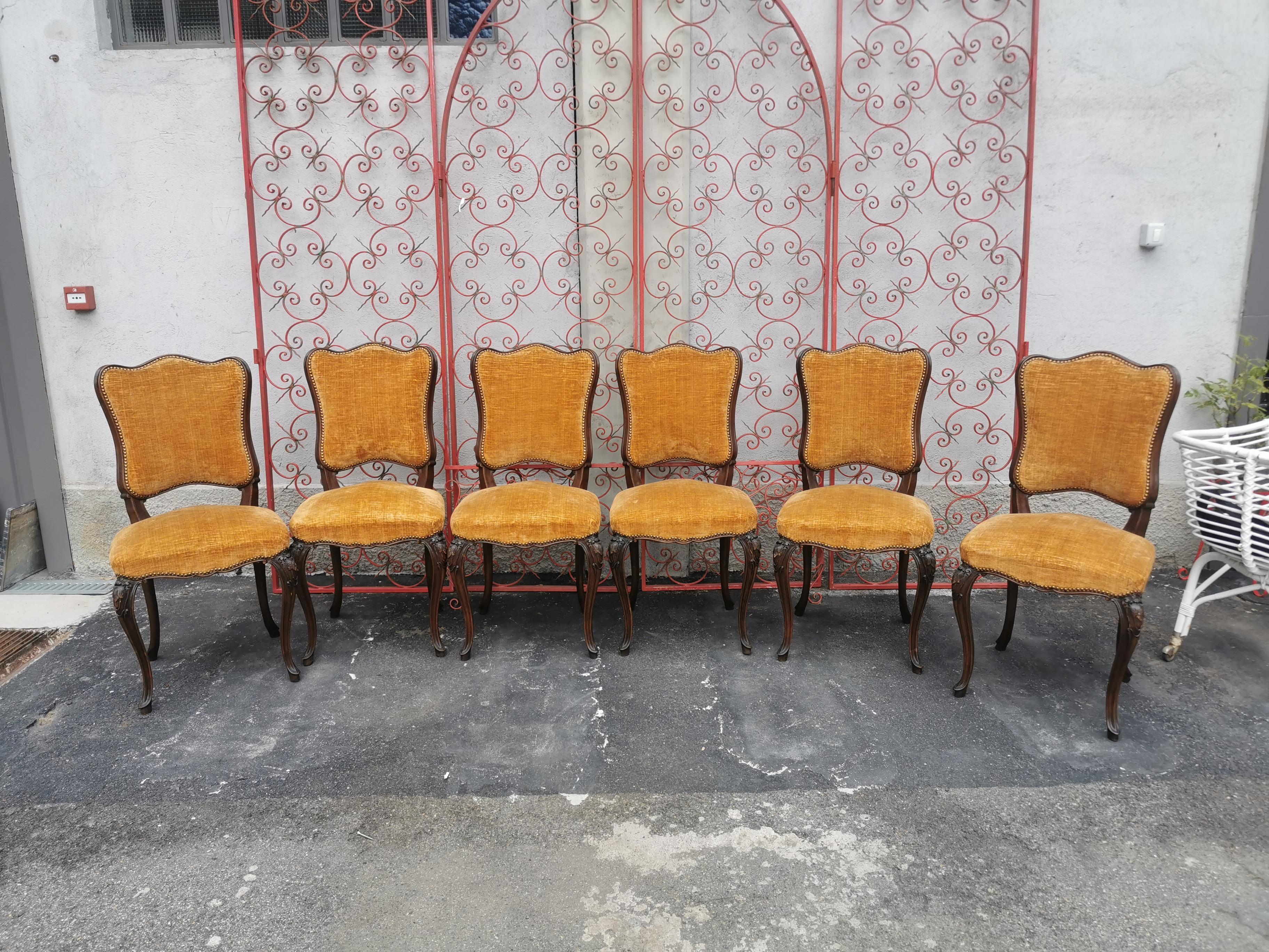 Italian Vintage Side Chairs set 6 For Sale at 1stDibs