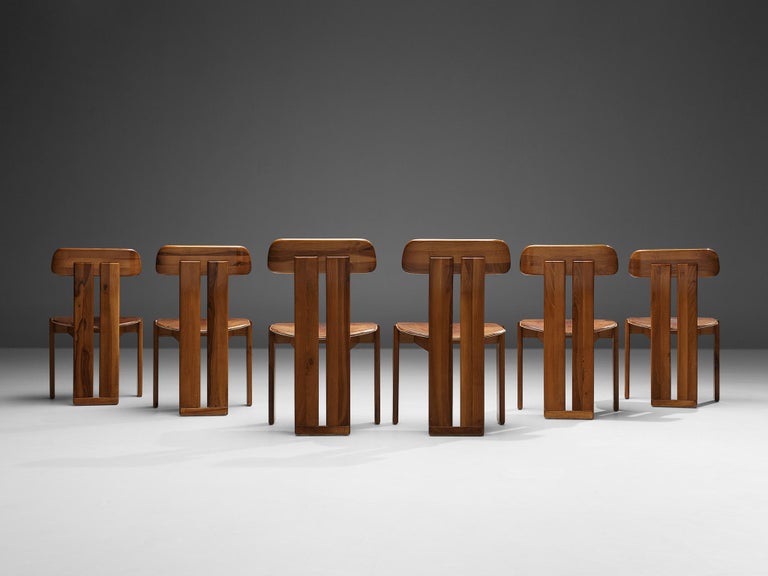 Set of Six Italian Dining Chairs by Sapporo in Cognac Leather For Sale ...