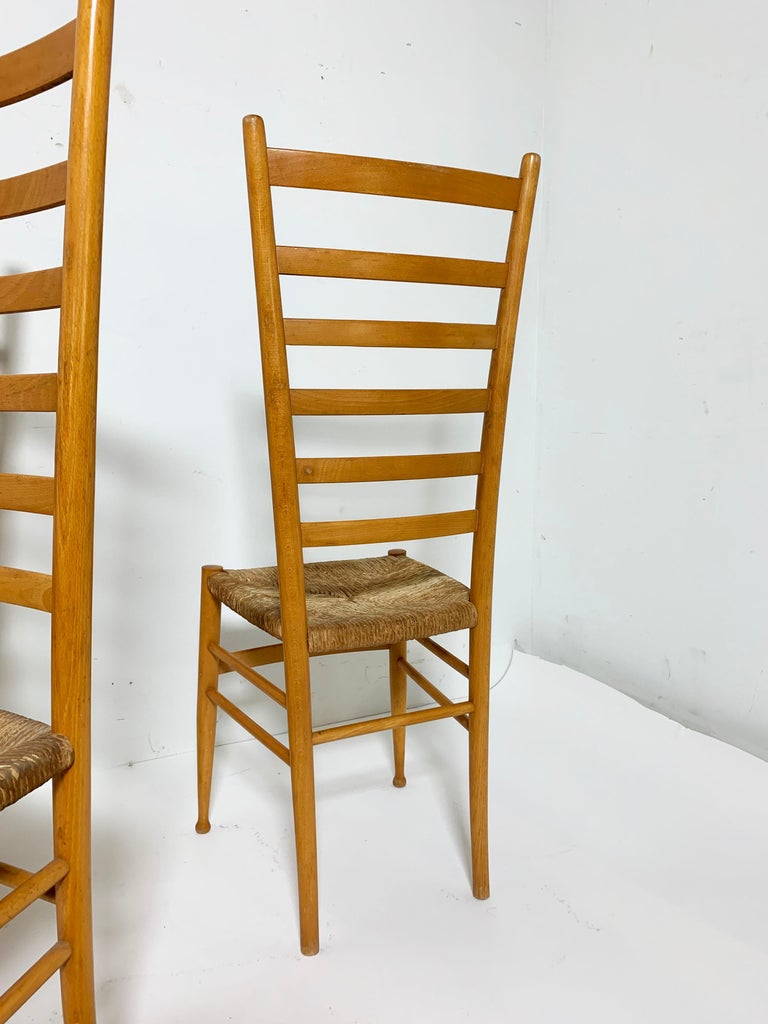 Set of Six Italian Ladder Back Dining Chairs after Gio Ponti For Sale ...