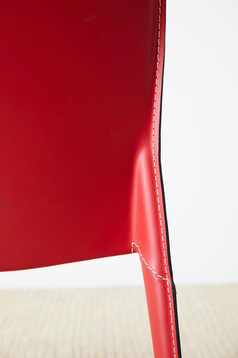 Set of Six Italian Red Leather Wrapped Dining Chairs at 1stDibs | red ...