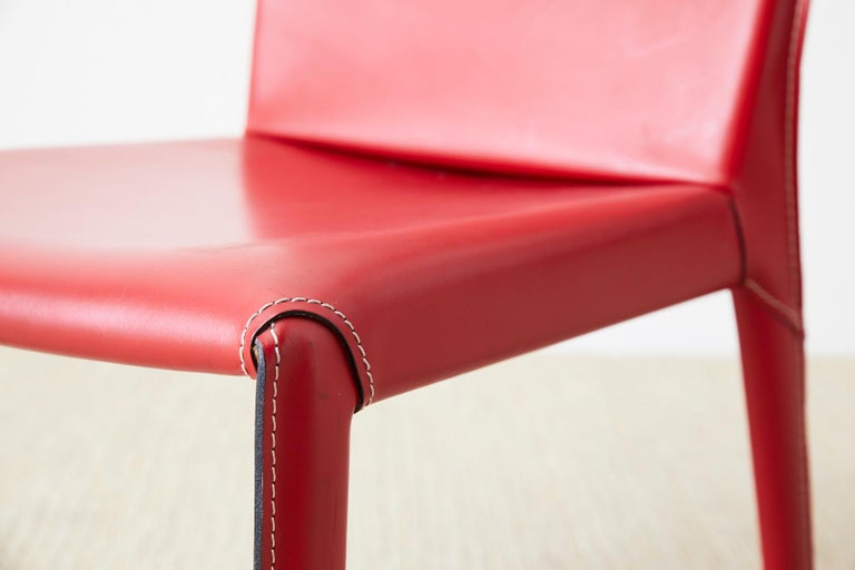 Set of Six Italian Red Leather Wrapped Dining Chairs at 1stDibs | red ...