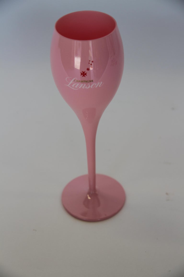Set of Six Lansen Pink Glass Champagne Flutes at 1stDibs