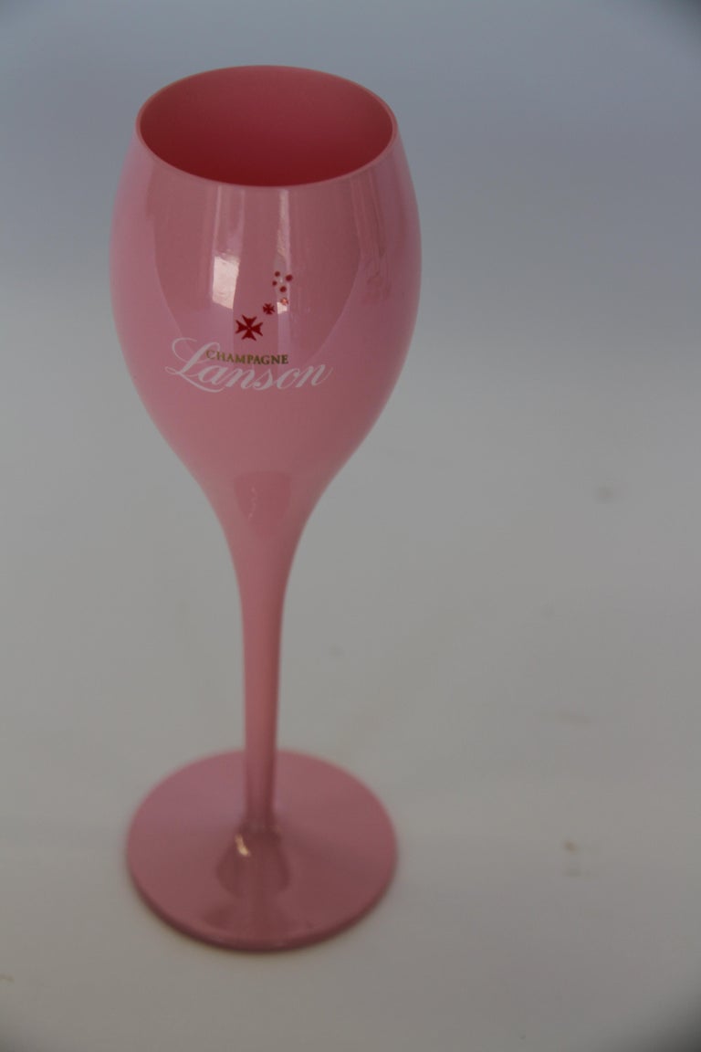 Set of Six Lansen Pink Glass Champagne Flutes at 1stDibs