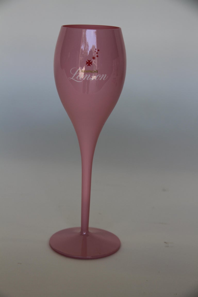 Set of Six Lansen Pink Glass Champagne Flutes at 1stDibs
