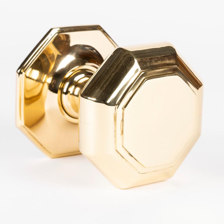 Set of Six Large Brass Octagonal Door Pulls For Sale at 1stDibs