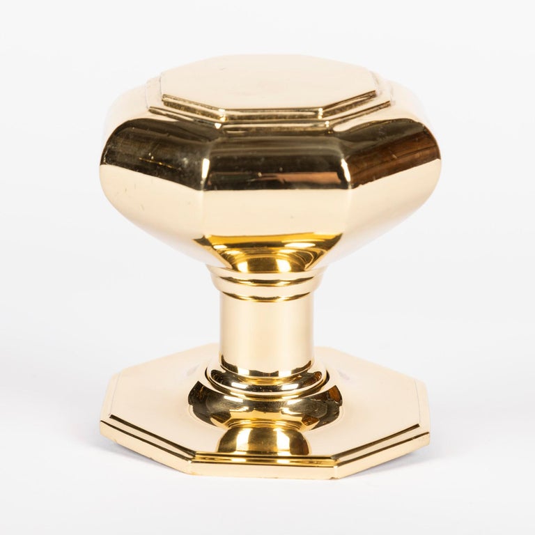Set of Six Large Brass Octagonal Door Pulls For Sale at 1stDibs