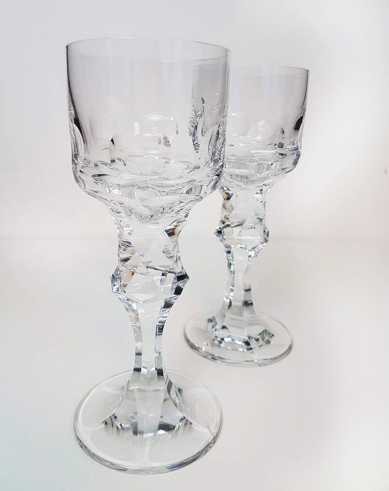 Set of Six Large High-End Crystal Goblets by Moser Glassworks For Sale ...