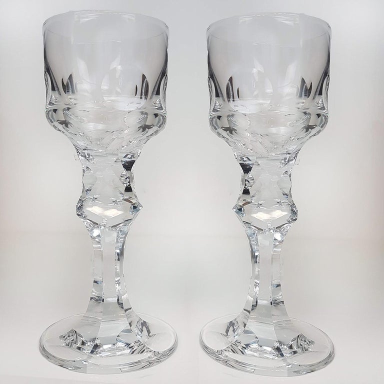 Set of Six Large High-End Crystal Goblets by Moser Glassworks For Sale ...