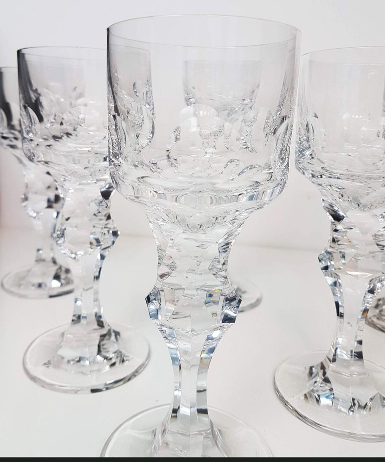 Set of Six Large High-End Crystal Goblets by Moser Glassworks For Sale ...