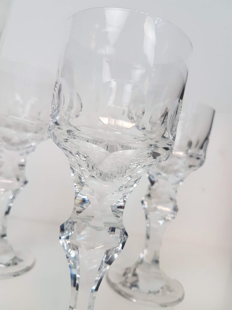 Set of Six Large High-End Crystal Goblets by Moser Glassworks For Sale ...