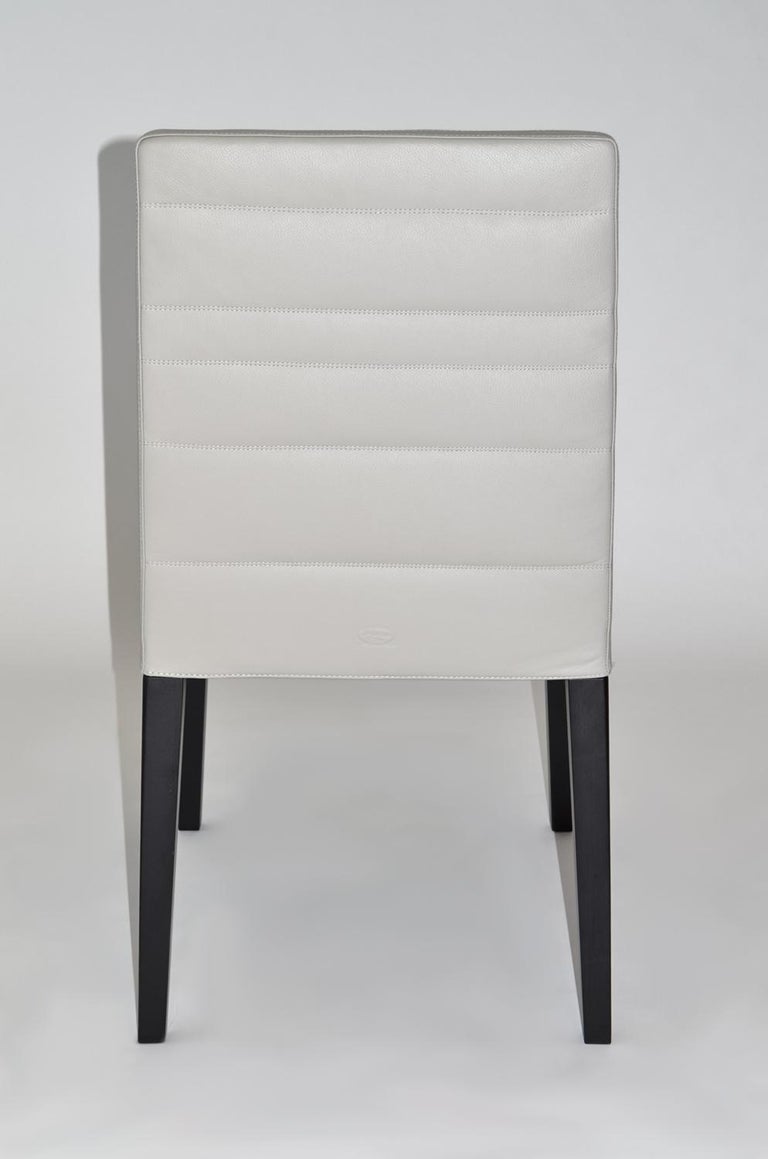 Set of Six Leather and Wood Louise Dining or Side Chairs by Poltrona ...
