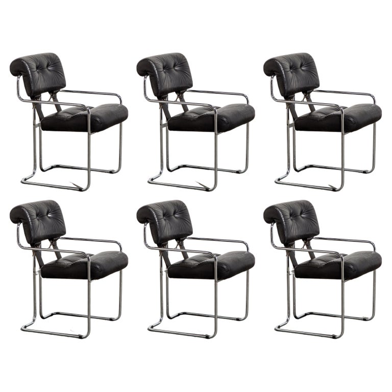 Set of Six Leather 'Tucroma Chairs' by Guido Faleschini for i4 Mariani ...