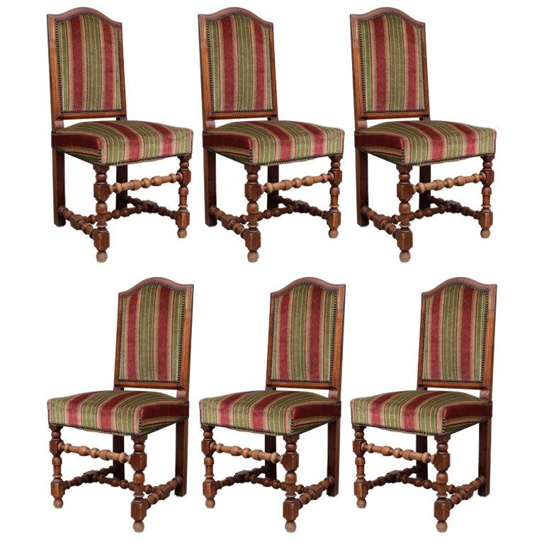 Set of Six Louis XIII Style Dining Chairs For Sale at 1stDibs