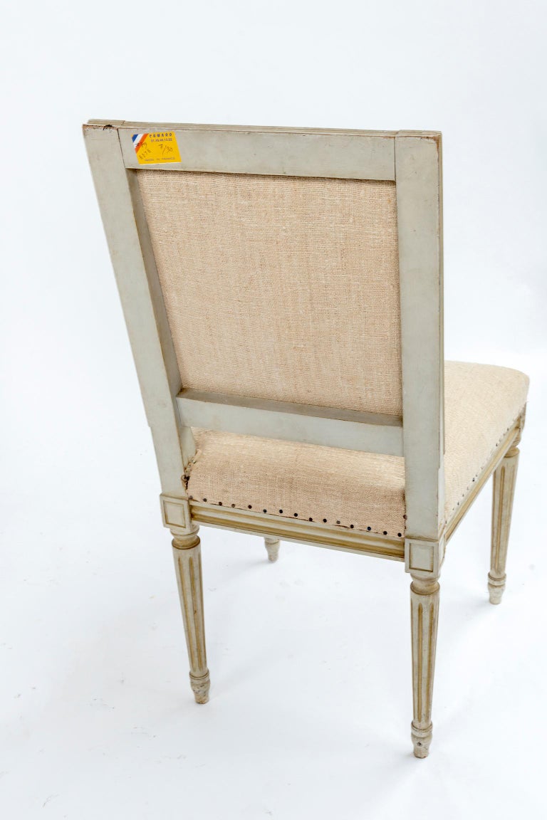 Set of Six Louis XVI Style Square Back Dining Chairs Star Rosettes at ...